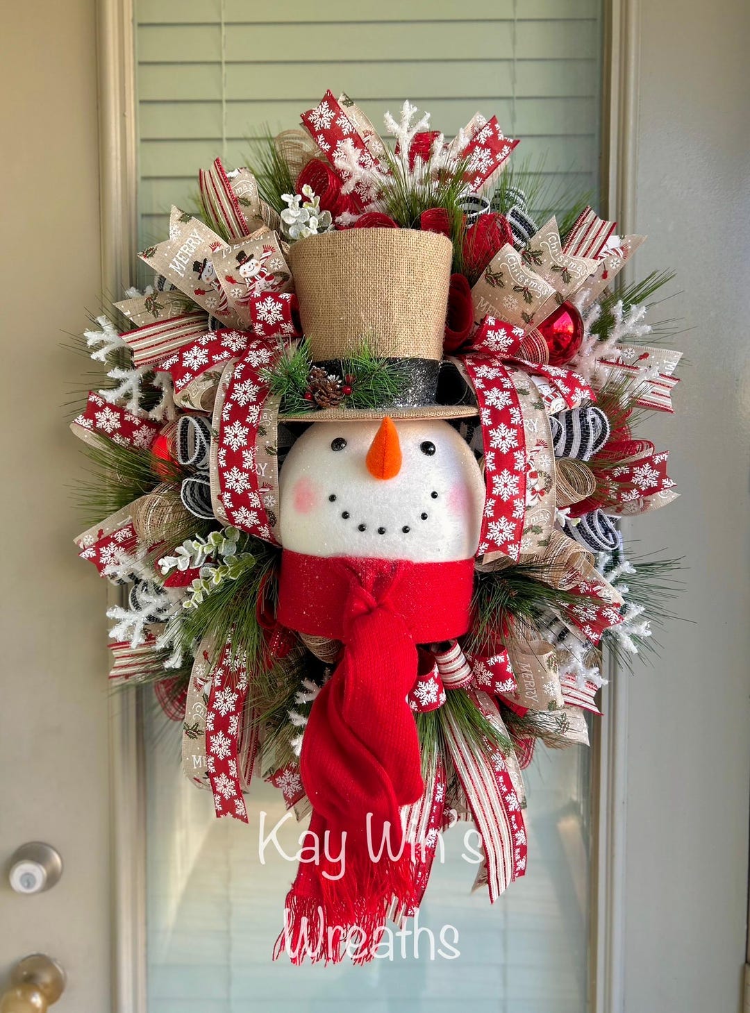 Snowman Wreath, Snowman Head Wreath, Snowman Christmas Wreath - Etsy
