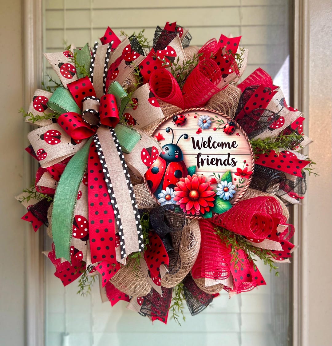 Ladybug Wreath, Ladybug Spring Wreath, Ladybug Summer Wreath, Ladybug ...