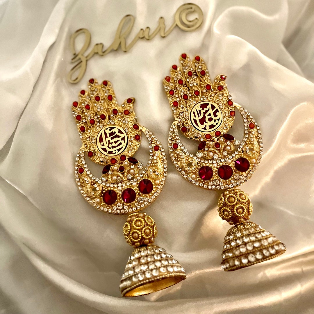 Red Ya Hussain & Ya Abbas Alam Stand Set Home Decor. Gifts Islamic Home ...