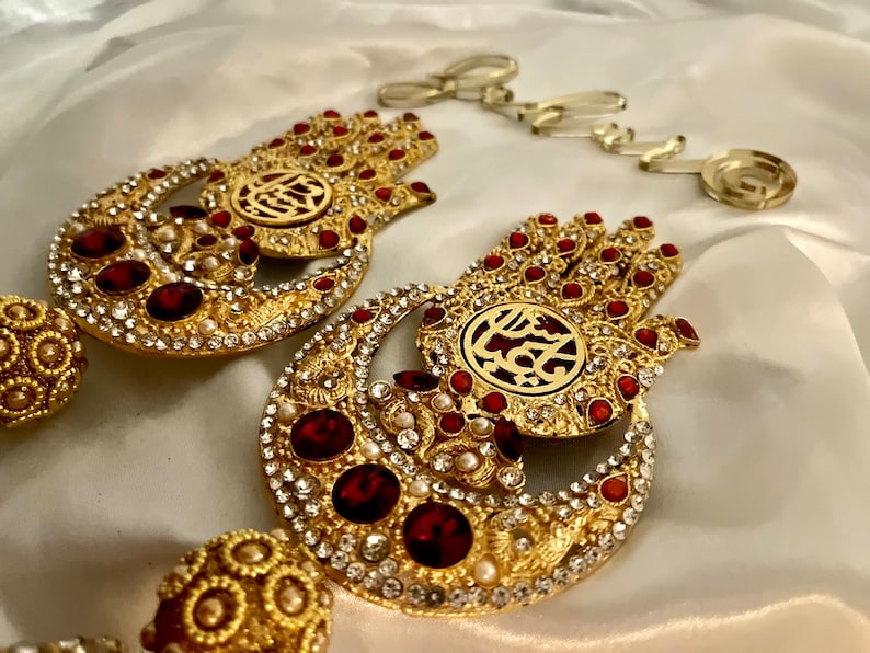 Red Ya Hussain & Ya Abbas Alam Stand Set Home Decor. Gifts Islamic Home ...