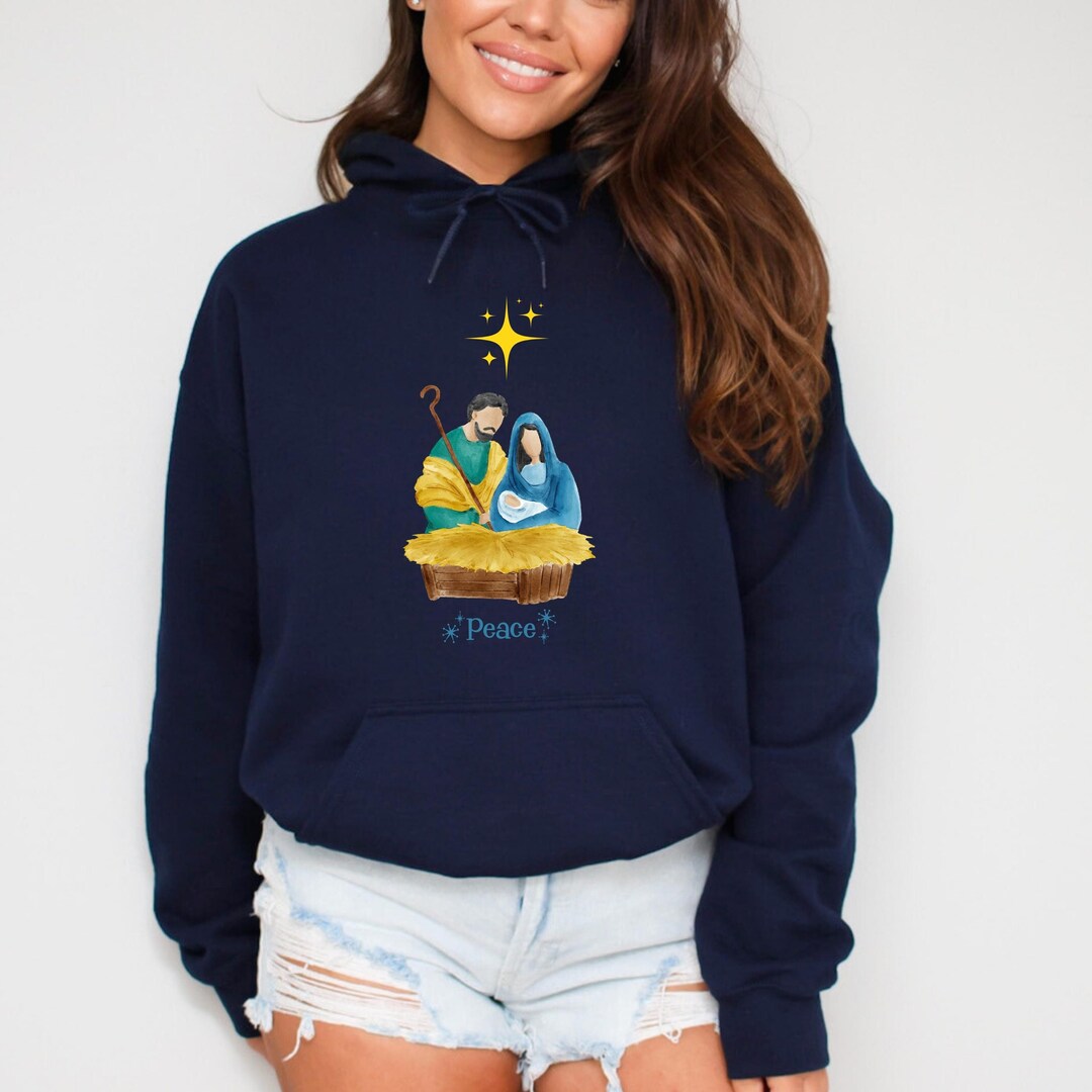 Christmas Nativity Scene Hoodie Jesus is the Reason O Holy Night Star ...