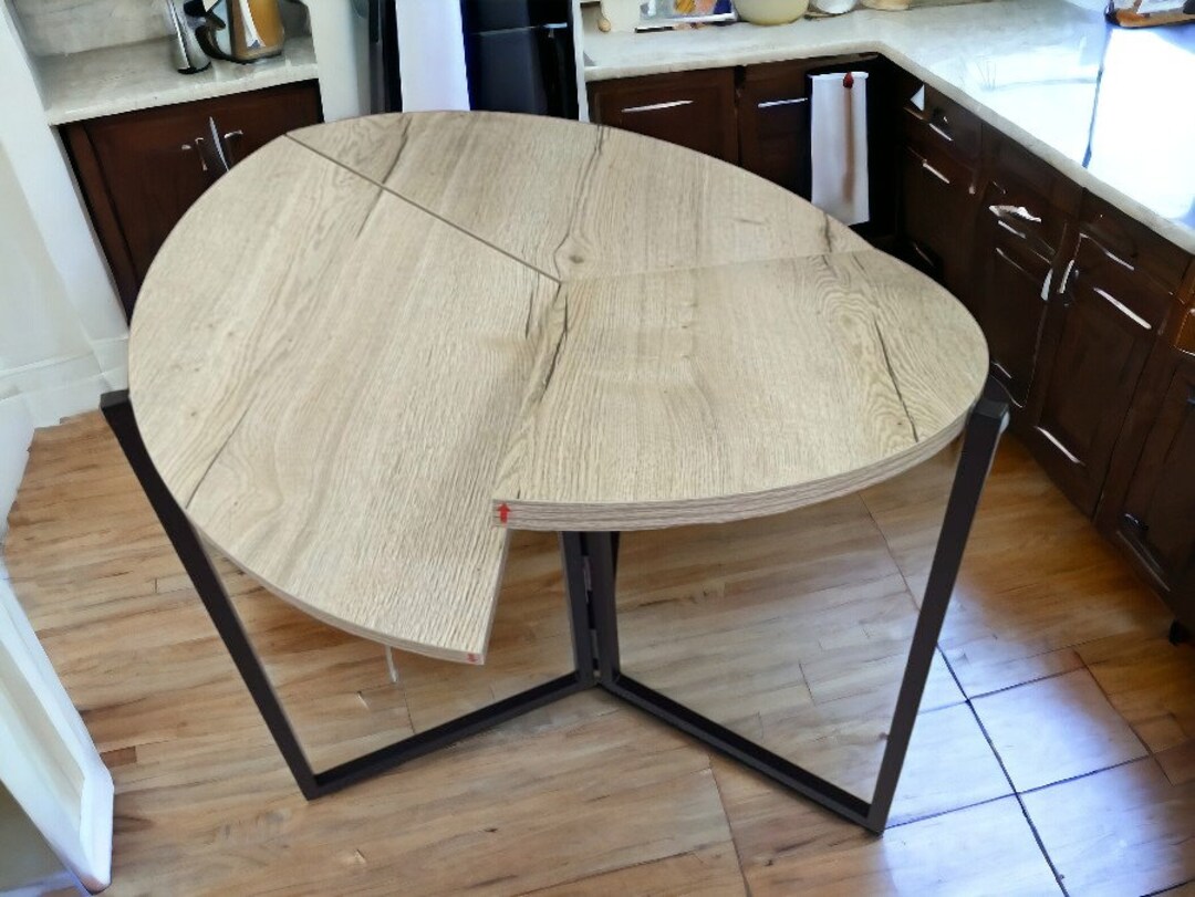 Round Table, Folding Table, Natural Wood, Transformer Table, Picnic ...
