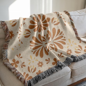 Cream and Terracotta Throw Blanket - Etsy