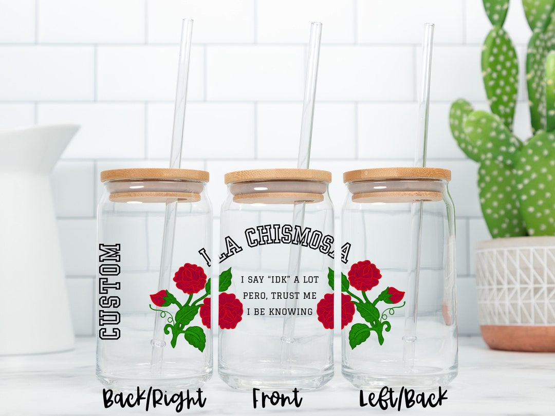 La Chismosa Libby Sipper Glass, Mexican Aesthetic, Embroidered Rose ...