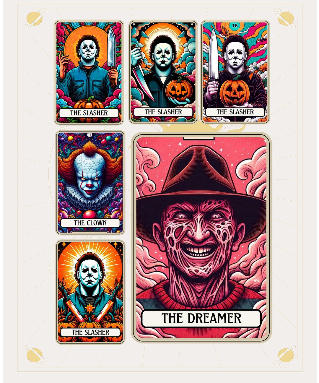 6 Horror Tarot Card Png Mega Bundle, Tarot Card Png Bundle, Halloween ...