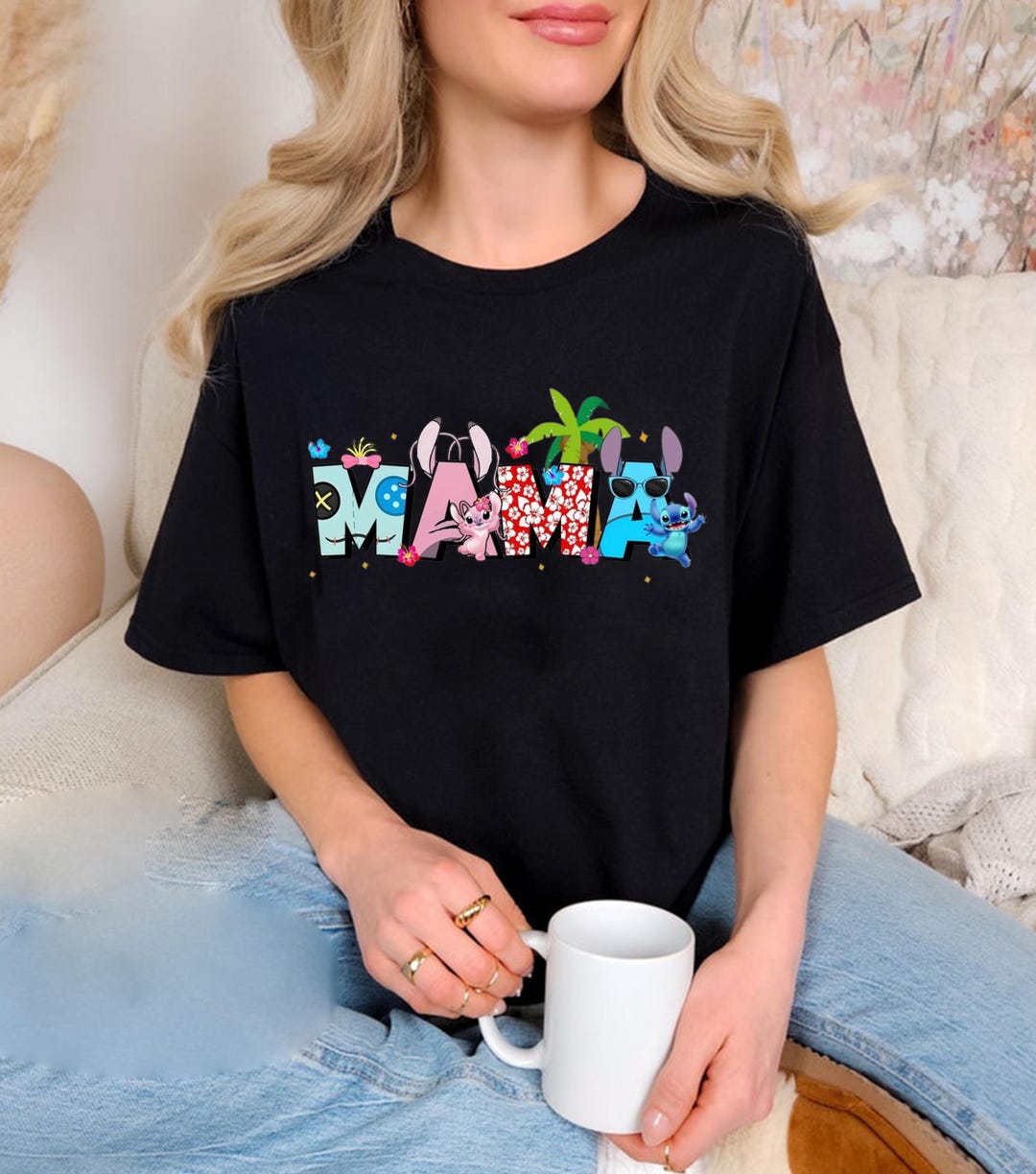 Custom Name Mama Stitch and Lilo Mama Comfort Color Shirt, Disney Mama ...