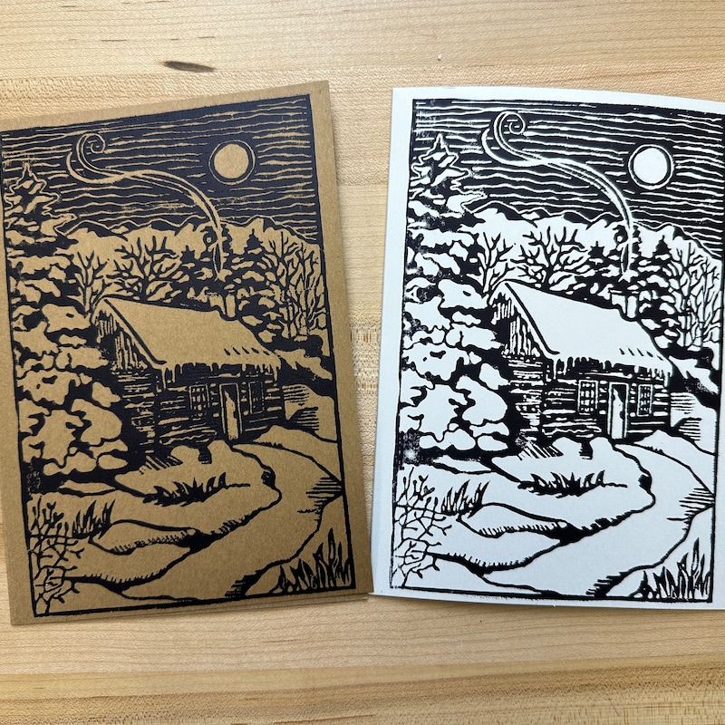 Linocut Cards - Etsy