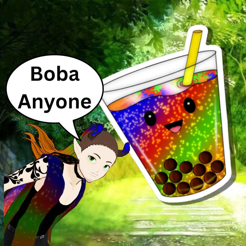 Crazy Boba Tea Sticker Waterproof Vinyl Decal for Laptops, Water Bottles, Phone Cases Scratch ...