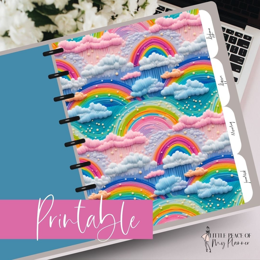 Embroidered Rainbow Printable Dashboard for Happy Planner Printable ...