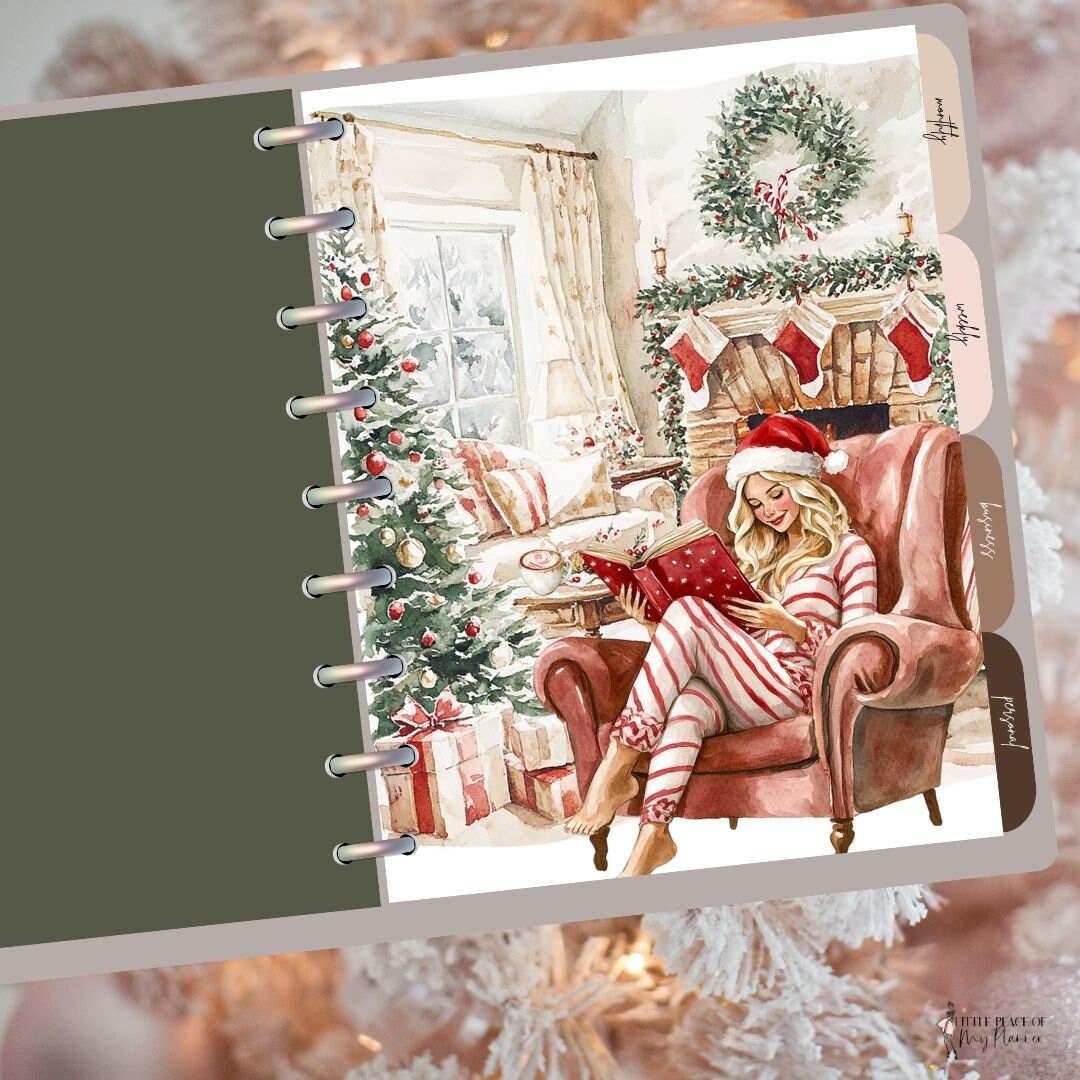 Cozy Reader Candy Cane Printable Planner Dashboard for Happy Planner ...