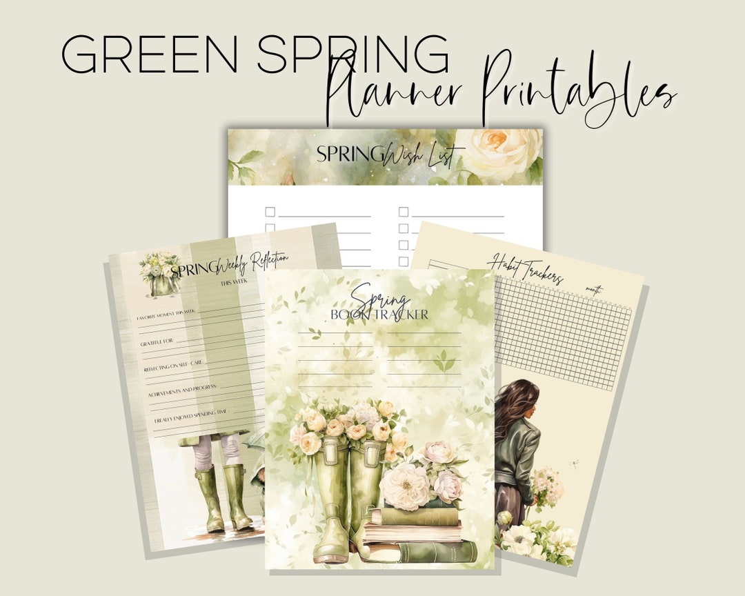 Spring Printable Planner Page Bundle, Reading Tracker, Habit Tracker ...