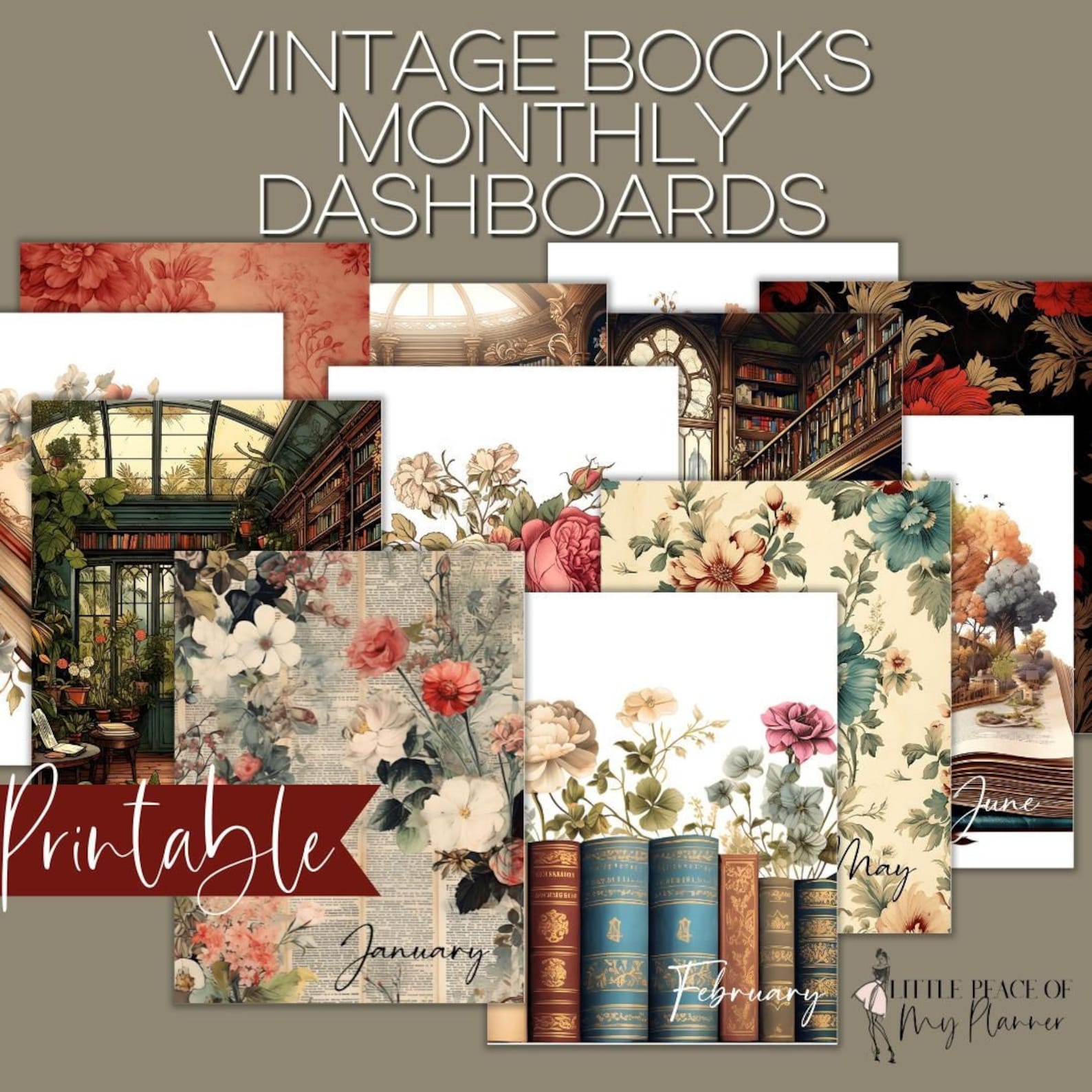 Monthly Bookish Planner Printable Dashboard Book Lover Dashboard ...