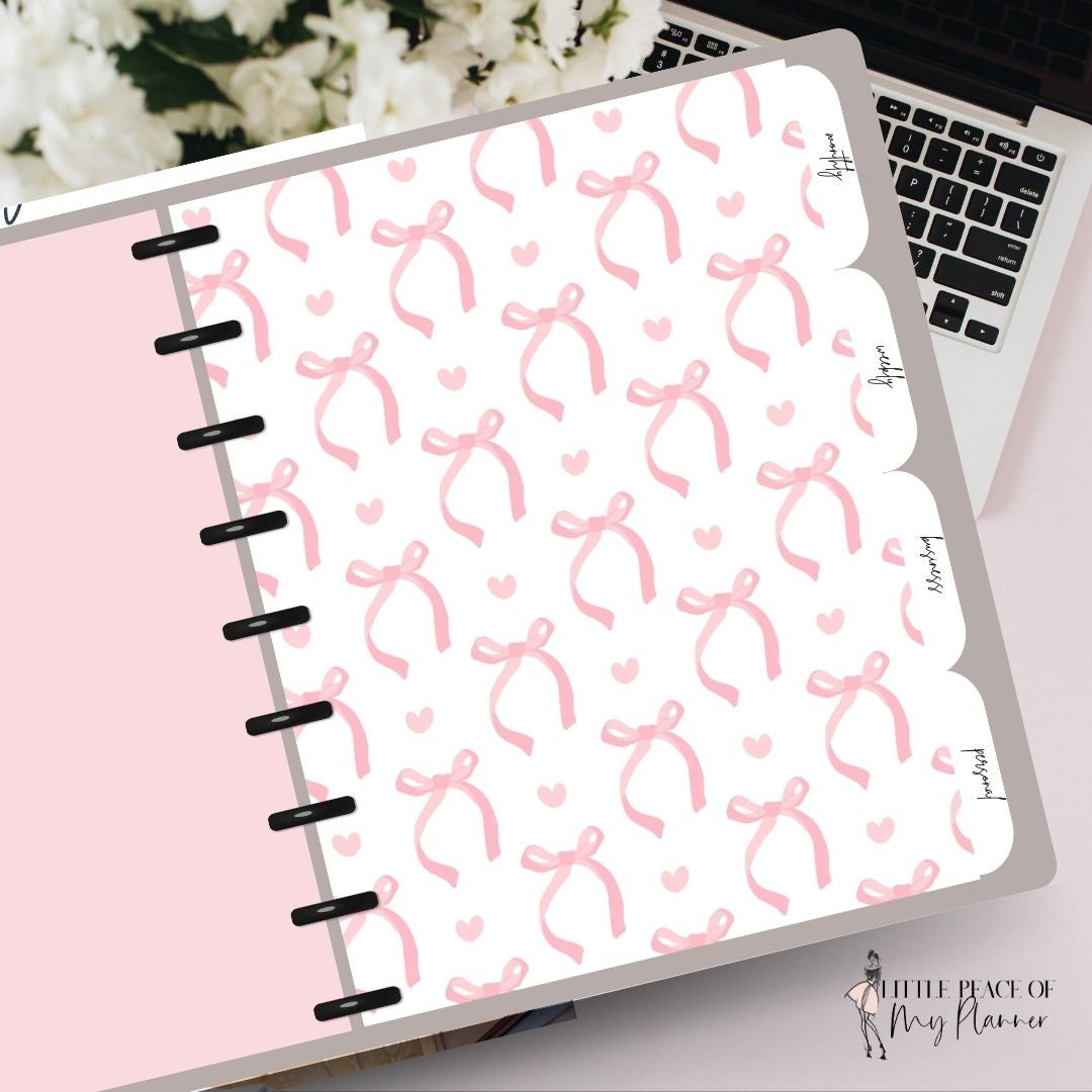 Pink Croquette Bowsplanner Dashboards for Happy Planner Dividers for A5 ...