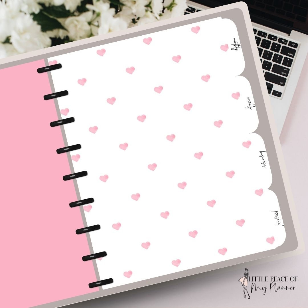 Pink Roses and Hearts Planner Printable, Planner Dashboard, Dashboard ...