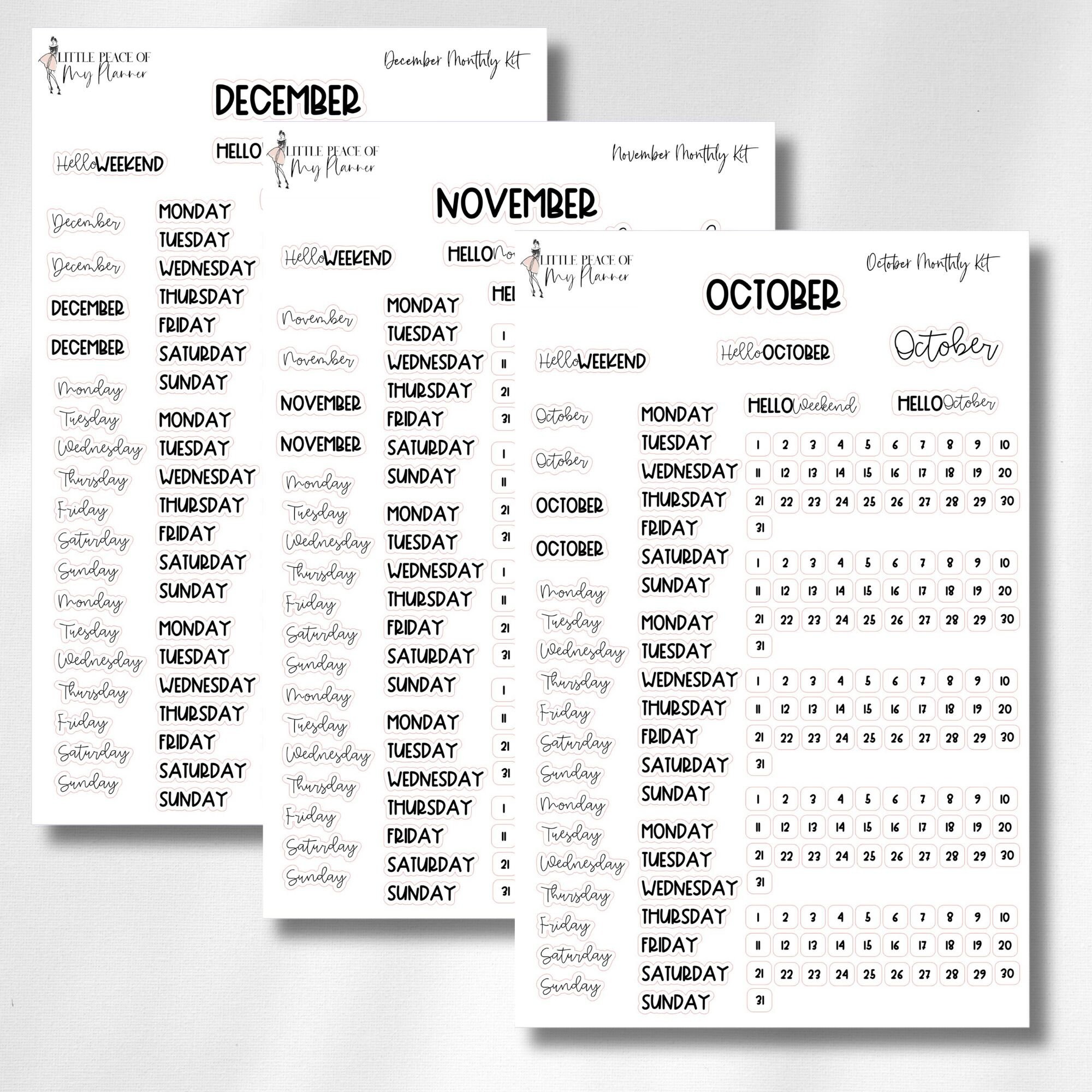 Printable Monthly Planner Sticker Kit Printable Planner Sticker Kit for ...