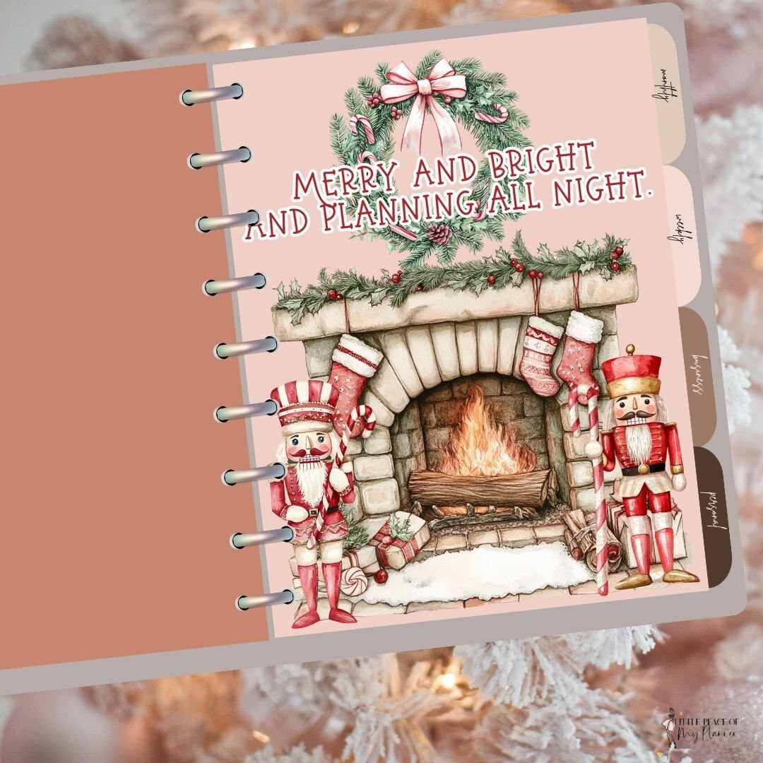 Candy Cane Cozy Christmas Fireplace Planner Dashboard Happy Planner ...