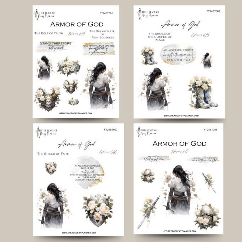 Armor of God Stickers for Faith Planners and Bible Journal Bible Verse ...