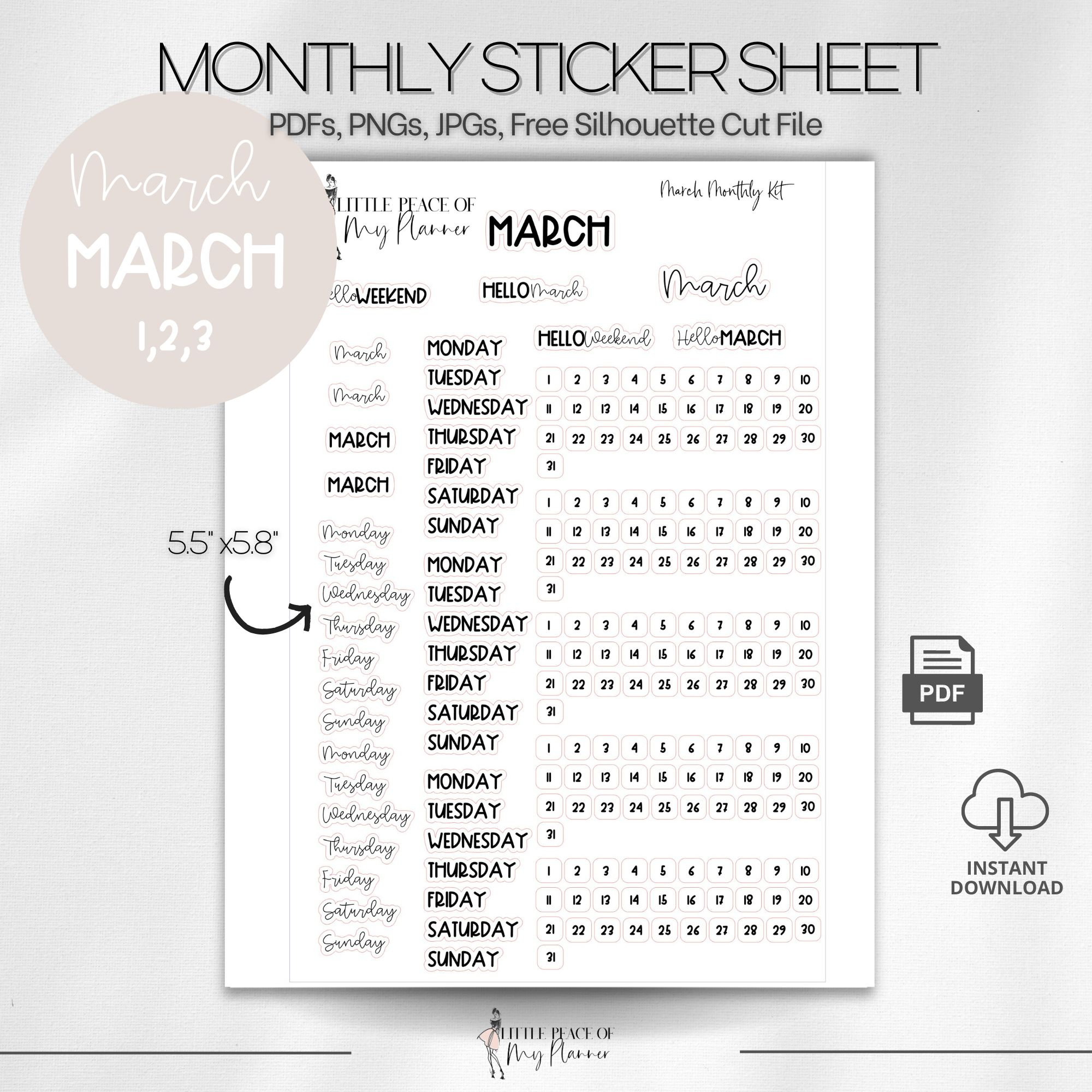 Printable Monthly Planner Sticker Kit Printable Planner Sticker Kit for ...