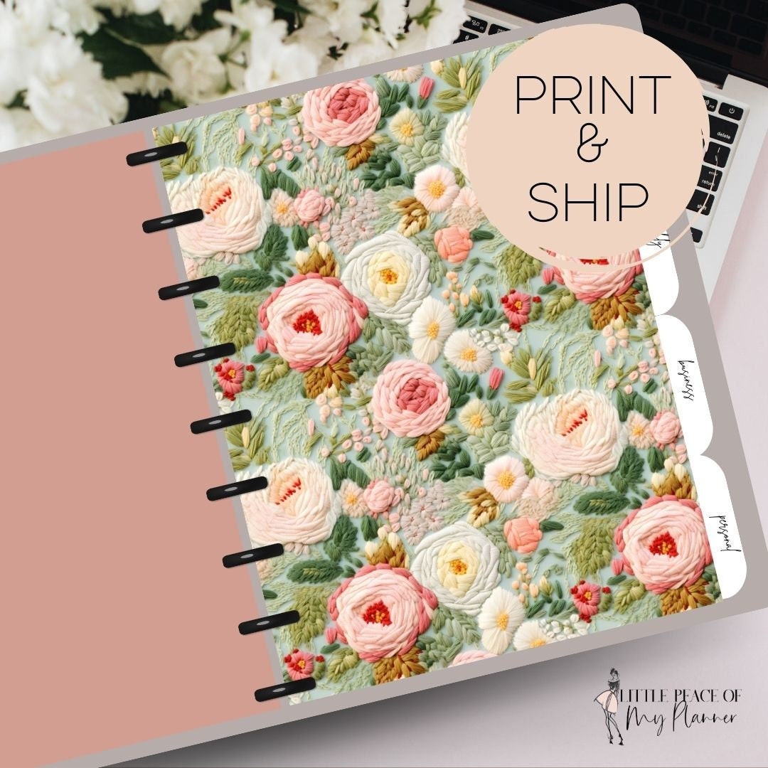 Embroidered Flower Planner Dashboard for Happy Planner Divider for Ring ...