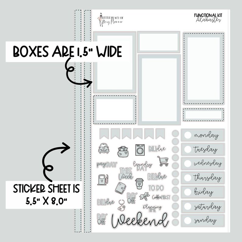 Linen Printable Planner Sticker Functional Boxes for Happy Planner ...
