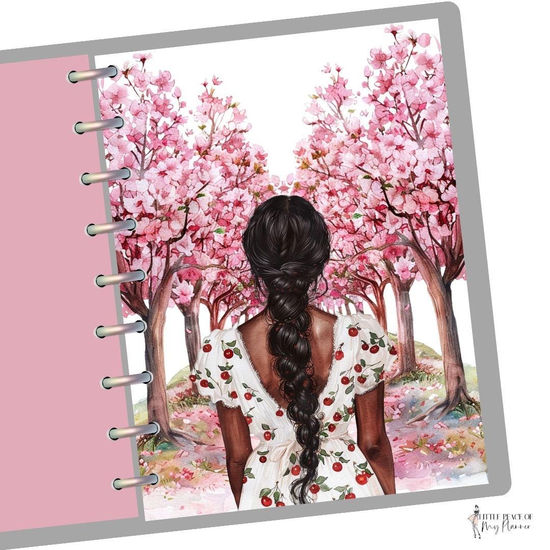 Cherry Garden #6 Cherry Blossom Trees Happy Planner Dashboard and Ring ...