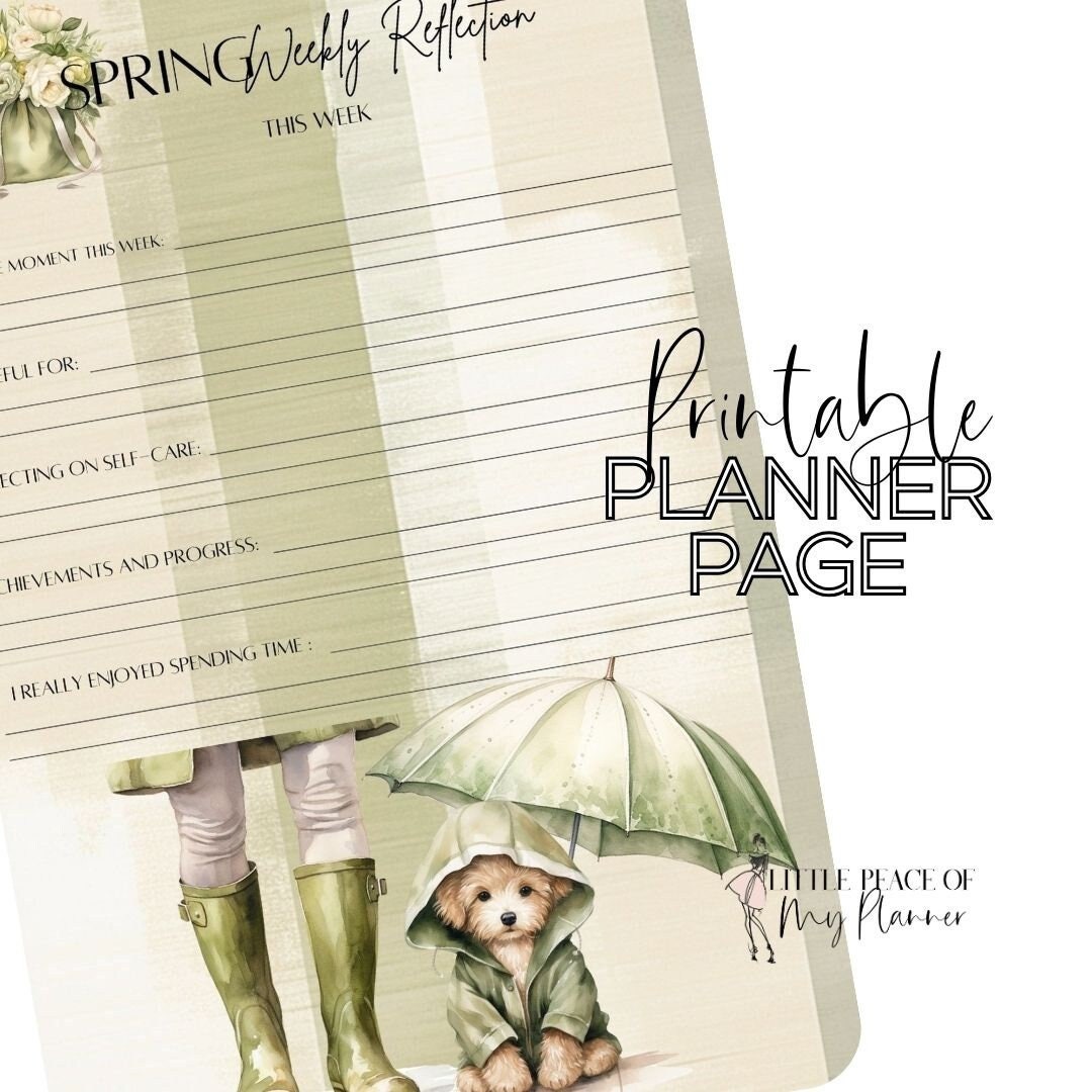 Spring Printable Planner Page Printable Weekly Reflection Page Happy ...