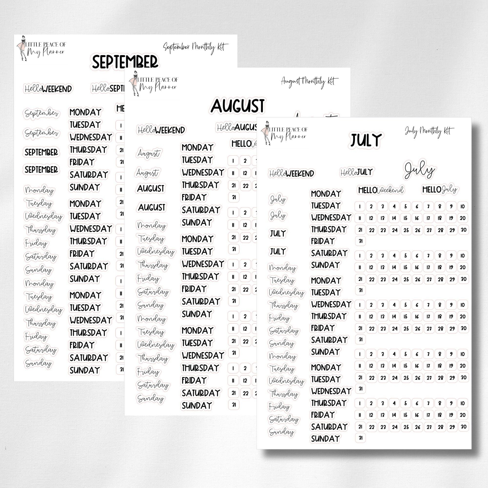 Printable Monthly Planner Sticker Kit Printable Planner Sticker Kit for ...