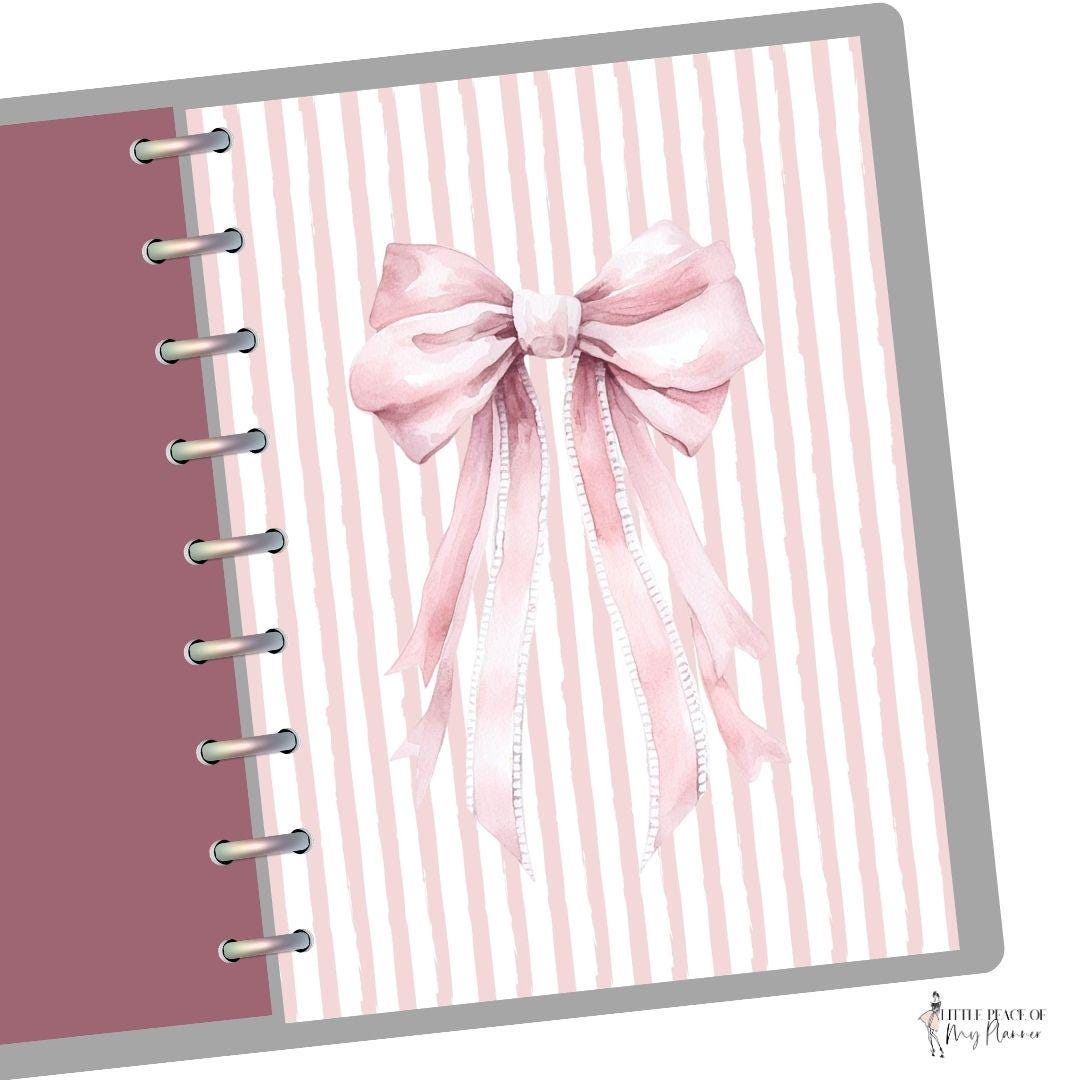 Pink Coquette Bow Planner Dashboard – Feminine Watercolor Stripe ...