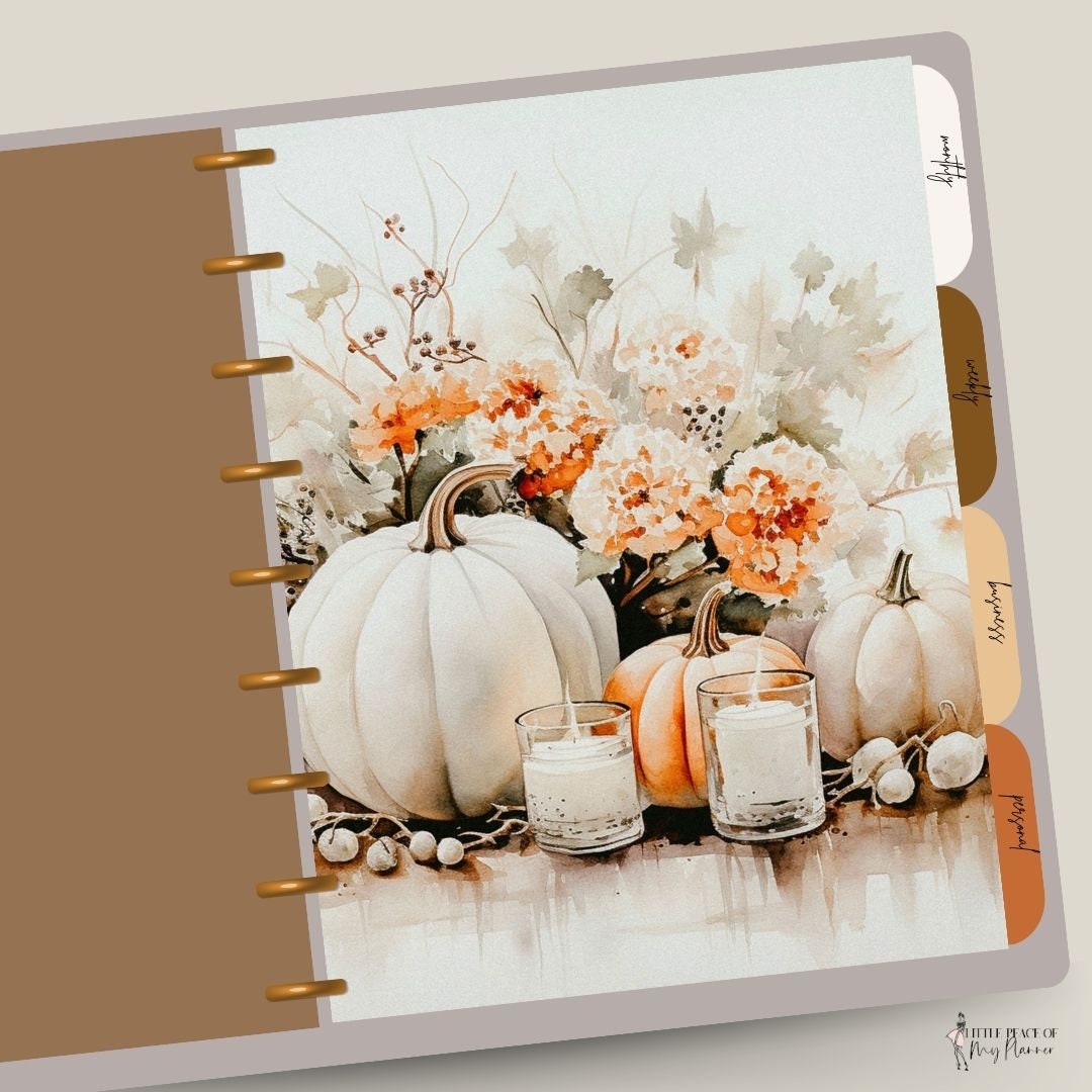 Fall Pumpkin and Candle Planner Dashboard for Happy Planner and Ring ...