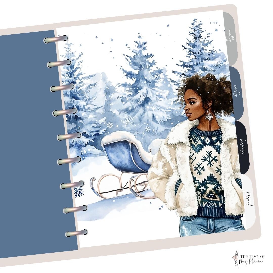 Winter Snowflake Sleigh Day Planner Dashboard Happy Planner Ring ...