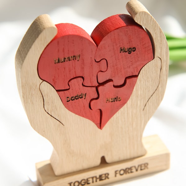 Wooden Family Heart Puzzle - Etsy