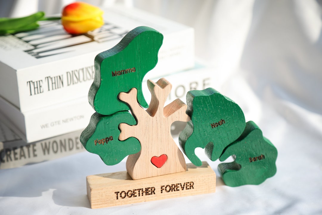 Custom Wooden Tree Family Puzzle, Engraved Family Name Puzzle,family ...