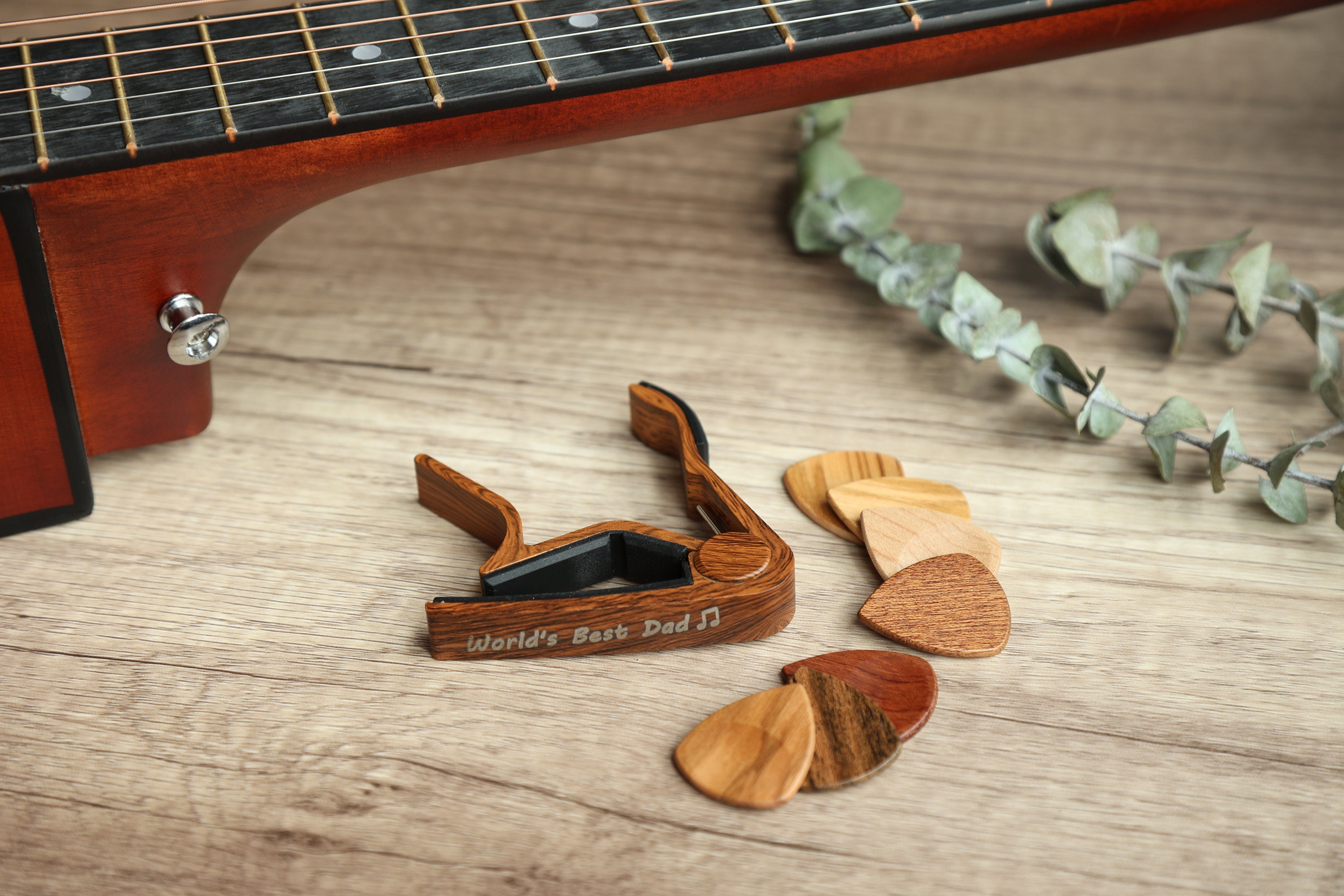 Personalized Guitar Capo,wooden Guitar Capo, Engraved Guitar Pick ...