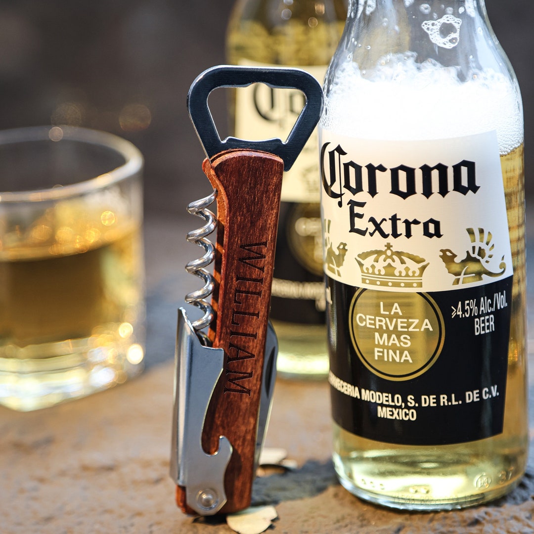 Personalized Wooden Handle Corkscrew Opener, Custom Engraved Corkscrew ...