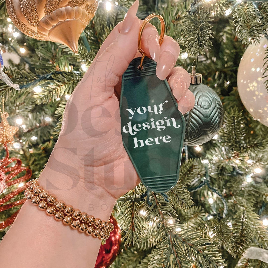 Green Motel Keychain Mockup, Christmas Mockup, Xmas Mockup, Hotel ...