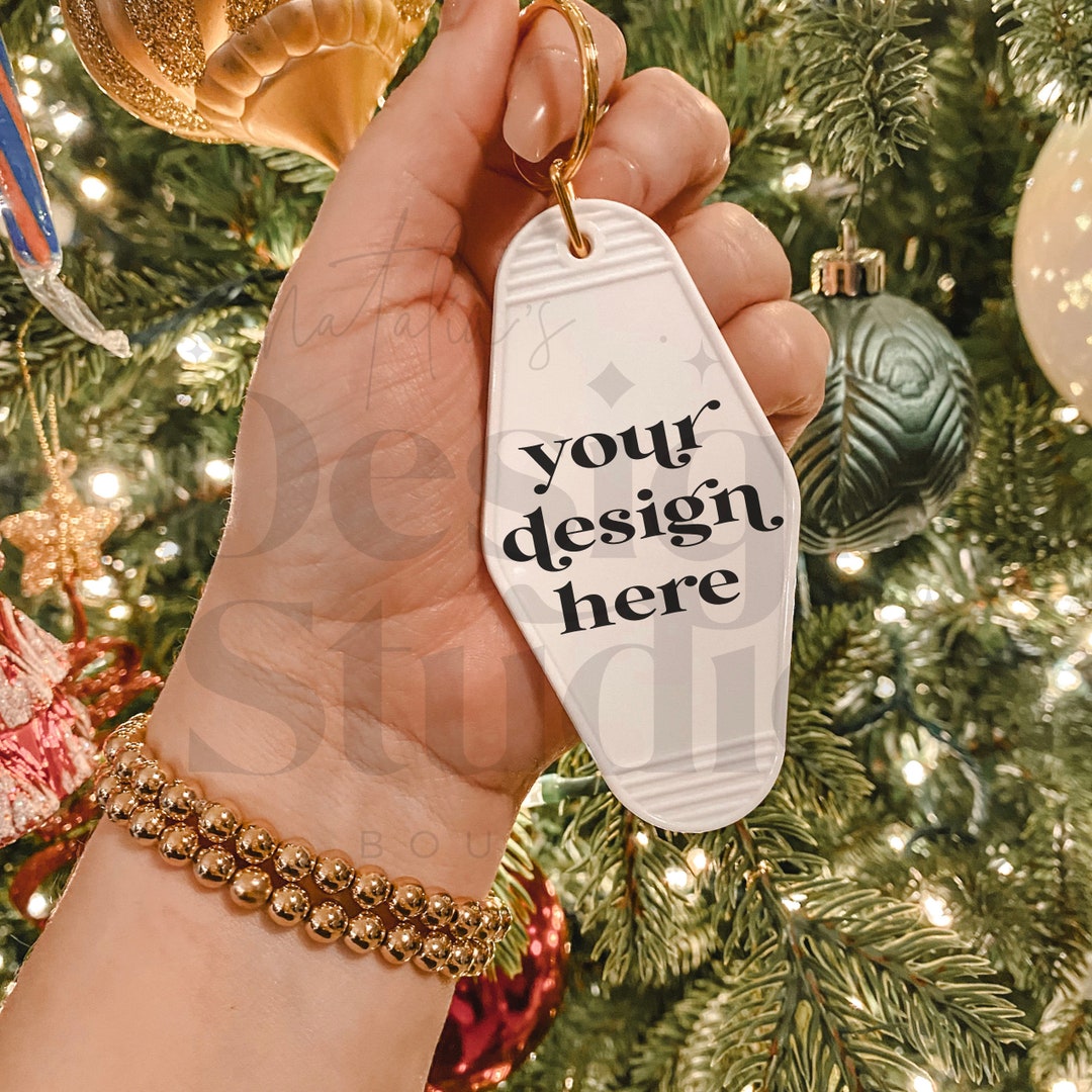 White Motel Keychain Mockup, Christmas Mockup, Xmas Mockup, Hotel ...