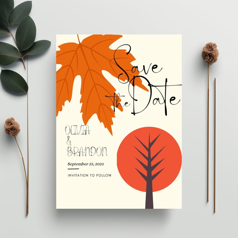 Save the Date Fall Template, Save the Date Invitation Template, Digital ...