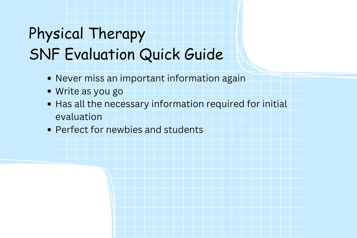 SNF Evaluation Quick Guide for PT - Etsy