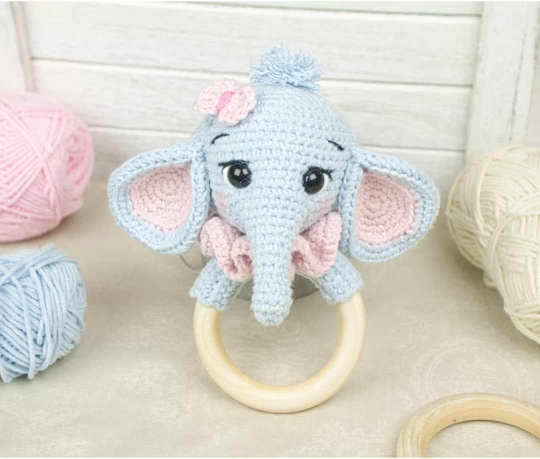 Baby Rattle Elephant Baby Bella Crochet - Etsy
