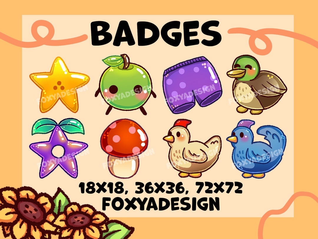 Stardew Valley Inspired Badges for Twitch / Discord / Youtube / Kick, Cozy Farmer Subbadges ...