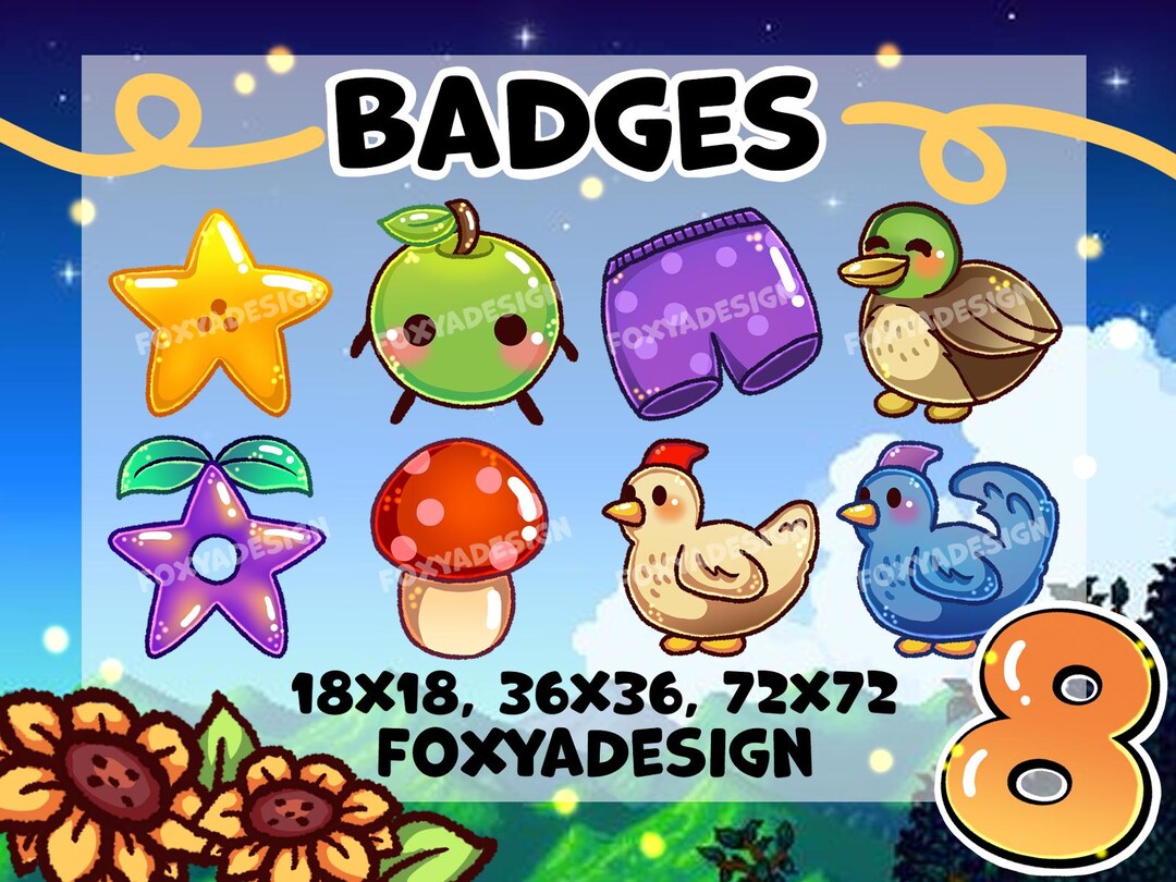 Stardew Valley Inspired Badges for Twitch / Discord / Youtube / Kick, Cozy Farmer Subbadges ...