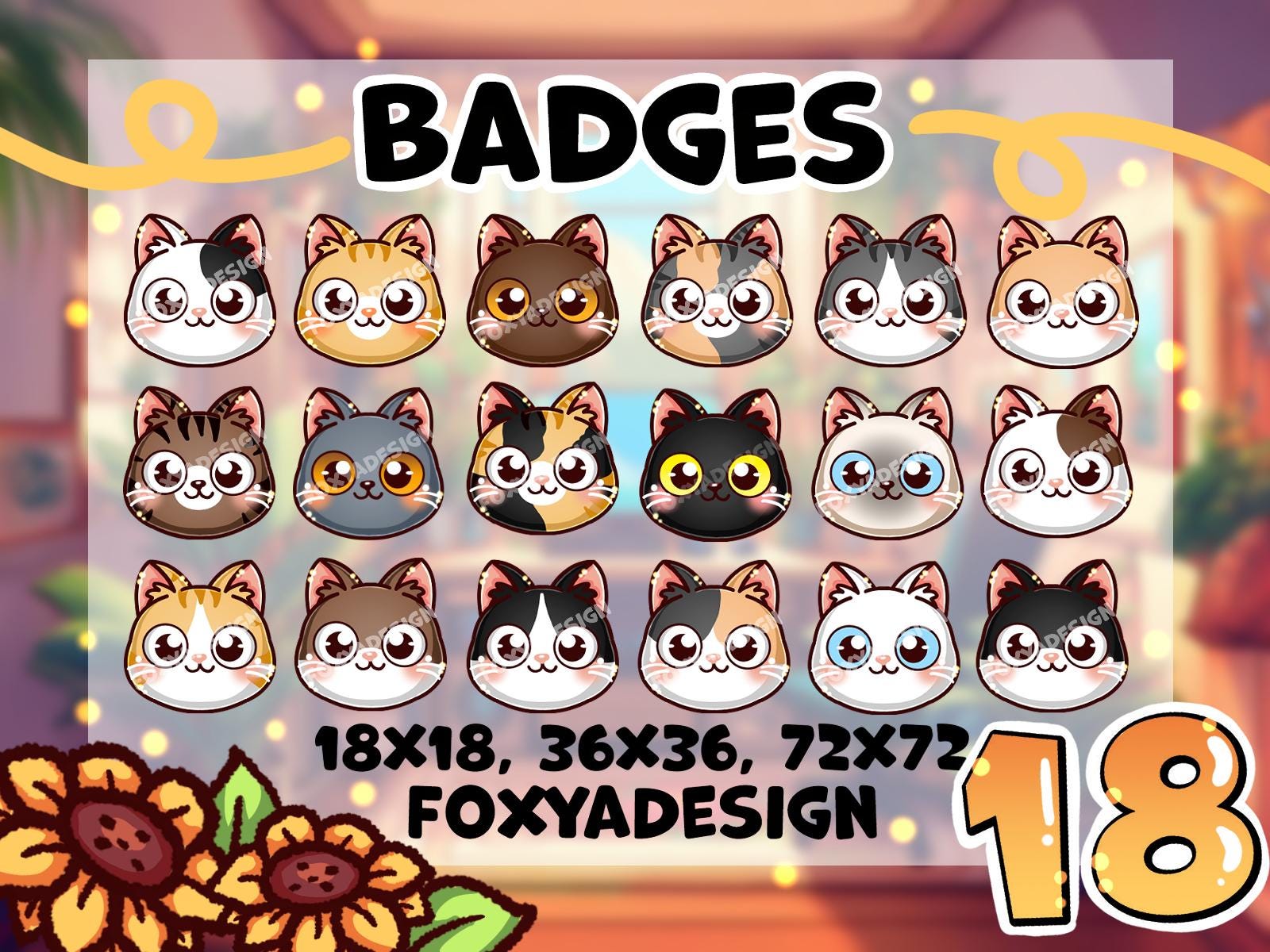 18 Cats, Kitten Badges / Twitch, Discord, Youtube / Subbadge & Bitbadge ...