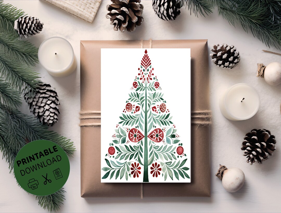 Christmas Tree Card Printable, Digital Download, Print at Home ...