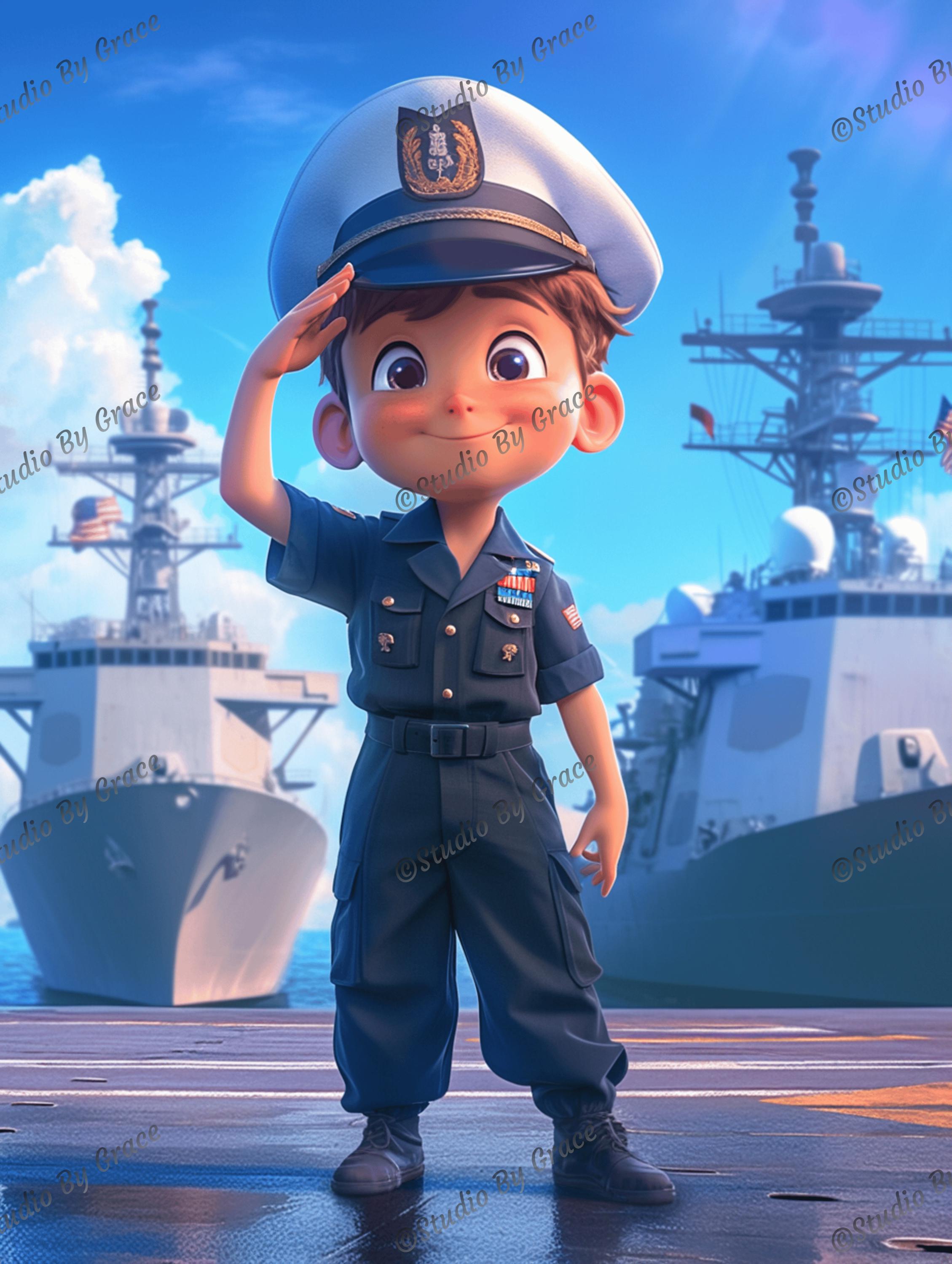 Future Navy Hero, Instant Download, Adorable America, Cute American Boy ...