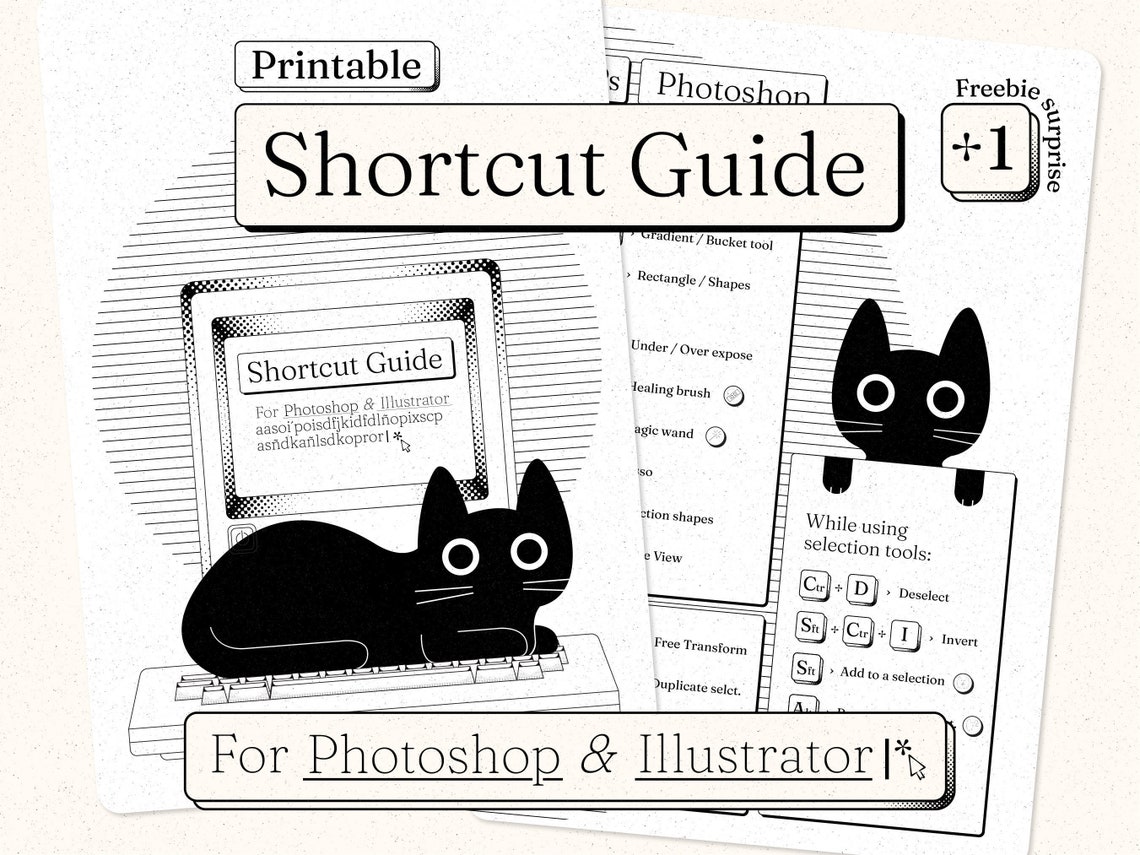Printable Shortcut Guide for Photoshop and Illustrator, Keyboard ...