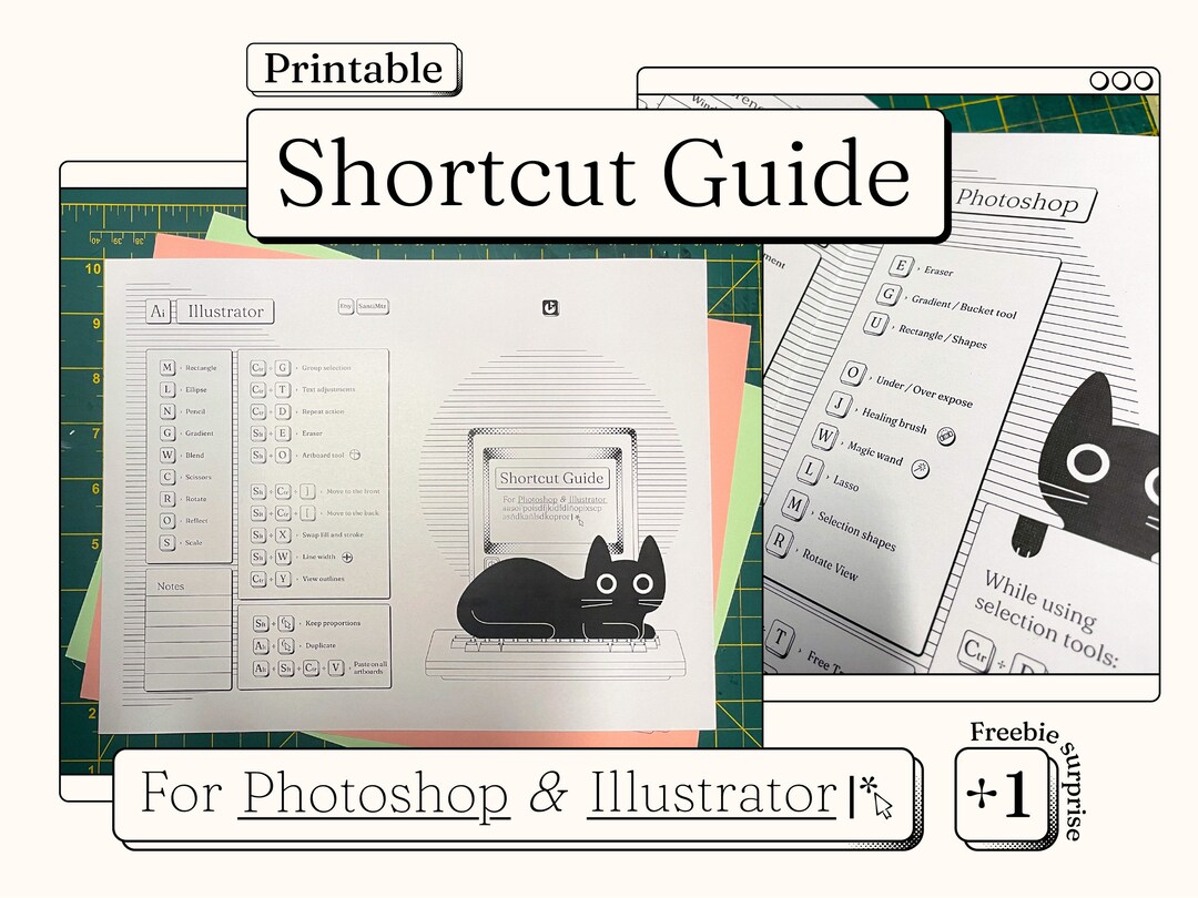 Printable Shortcut Guide for Photoshop and Illustrator, Keyboard ...