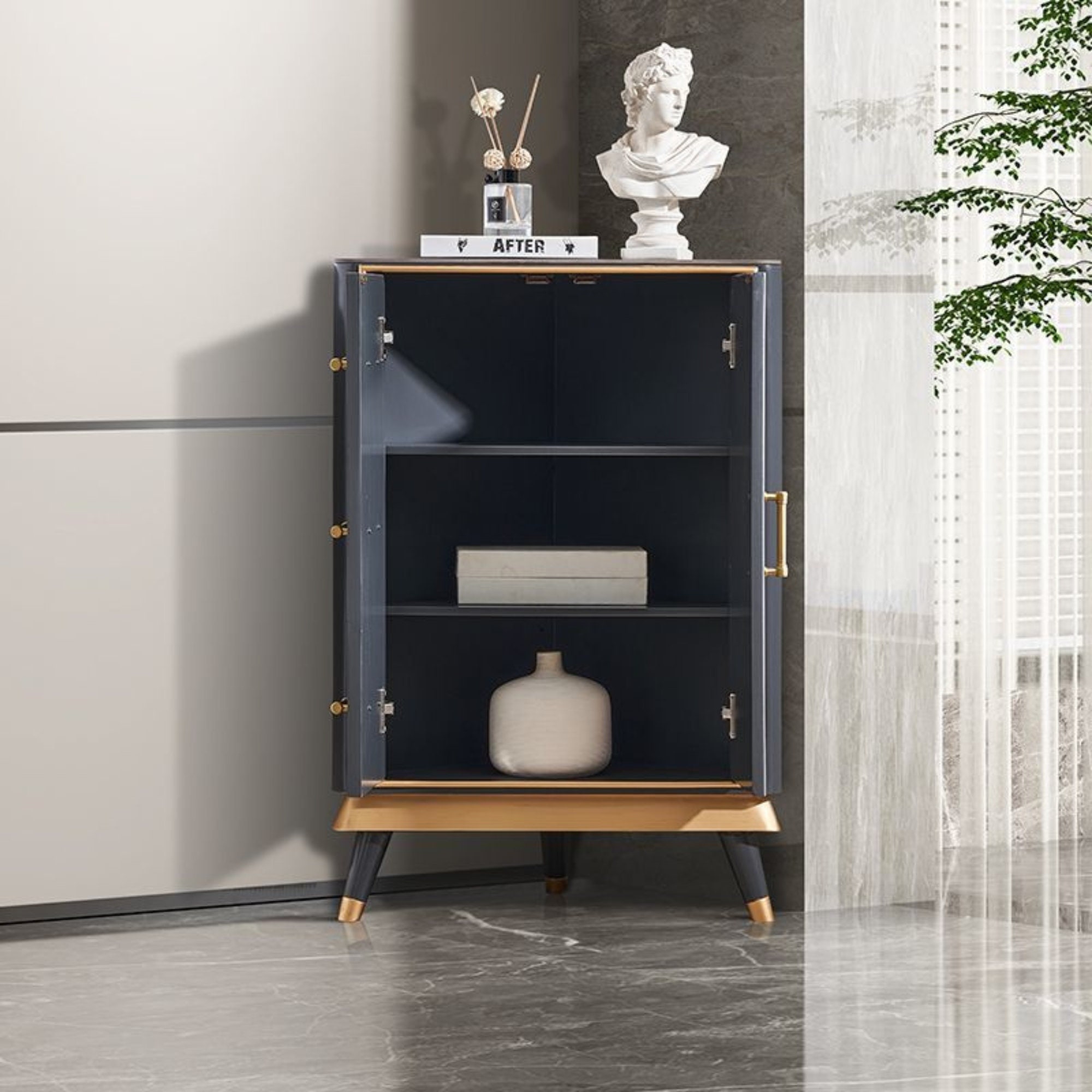 Solid Wood Drawer Cabinet, Multi-functional Entryway Storage Cabinet ...