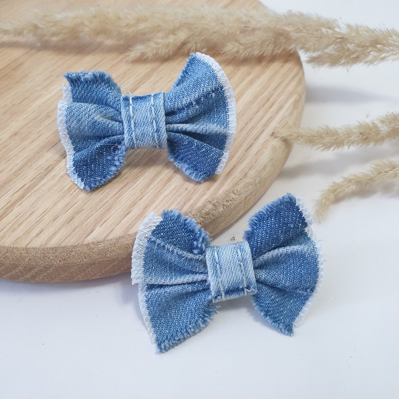 Bow Denim Earrings Jeans Earrings Recycled Denim Bow Earrings Statement ...