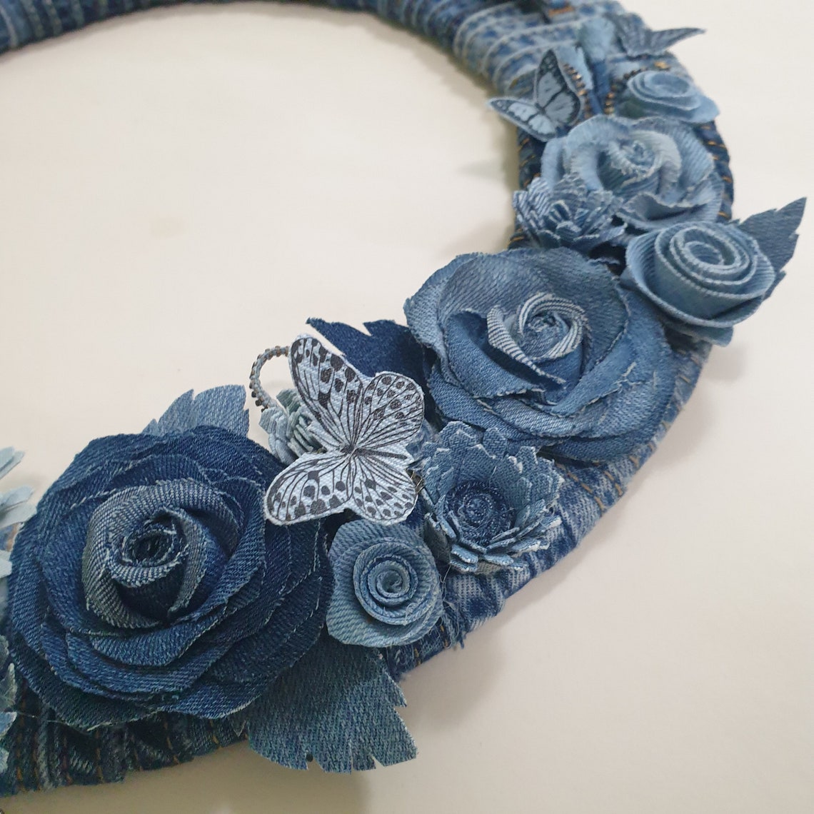 Denim Wreath Digital Downloadable Tutorial Upcycled Denim Wall Art ...