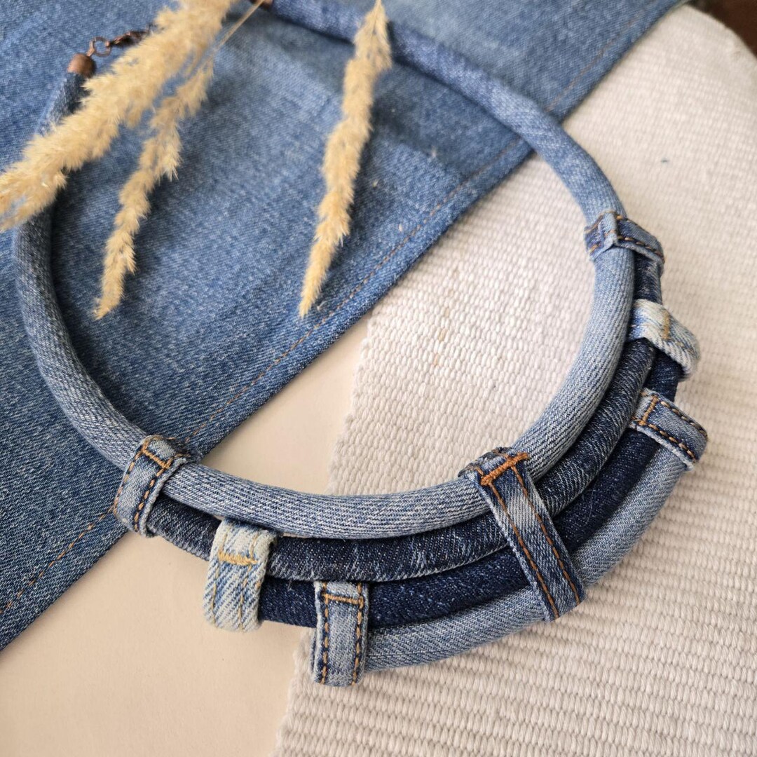 Unique Denim Necklace Made From Recycled Jeans - Etsy